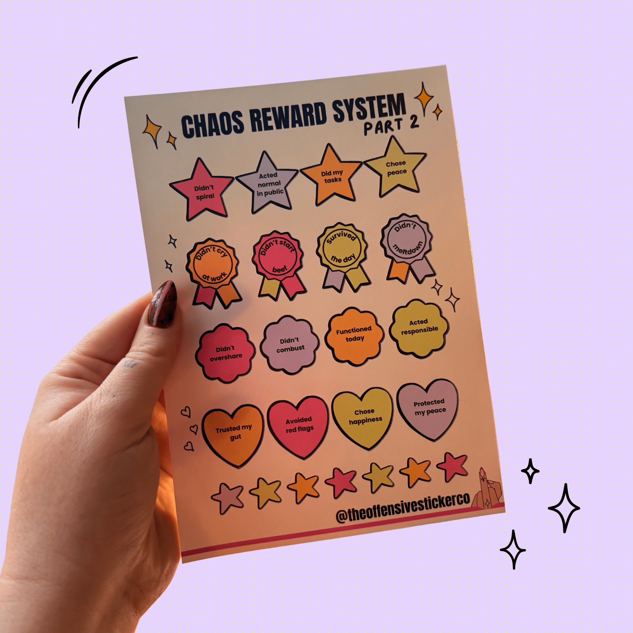 Chaos Reward System Sticker Sheet Part 2 - Funny Adult Reward Stickers ...